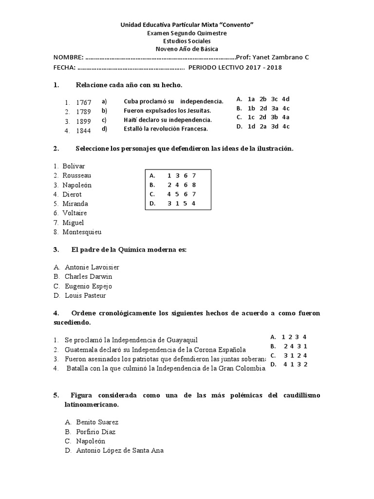 Noveno Examen | PDF