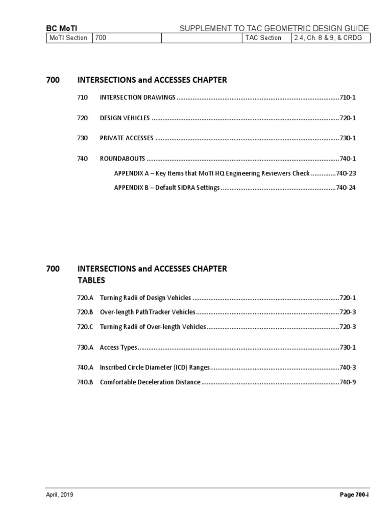 700 Intersections and Accesses Chapter: BC Moti | PDF | Semi Trailer ...