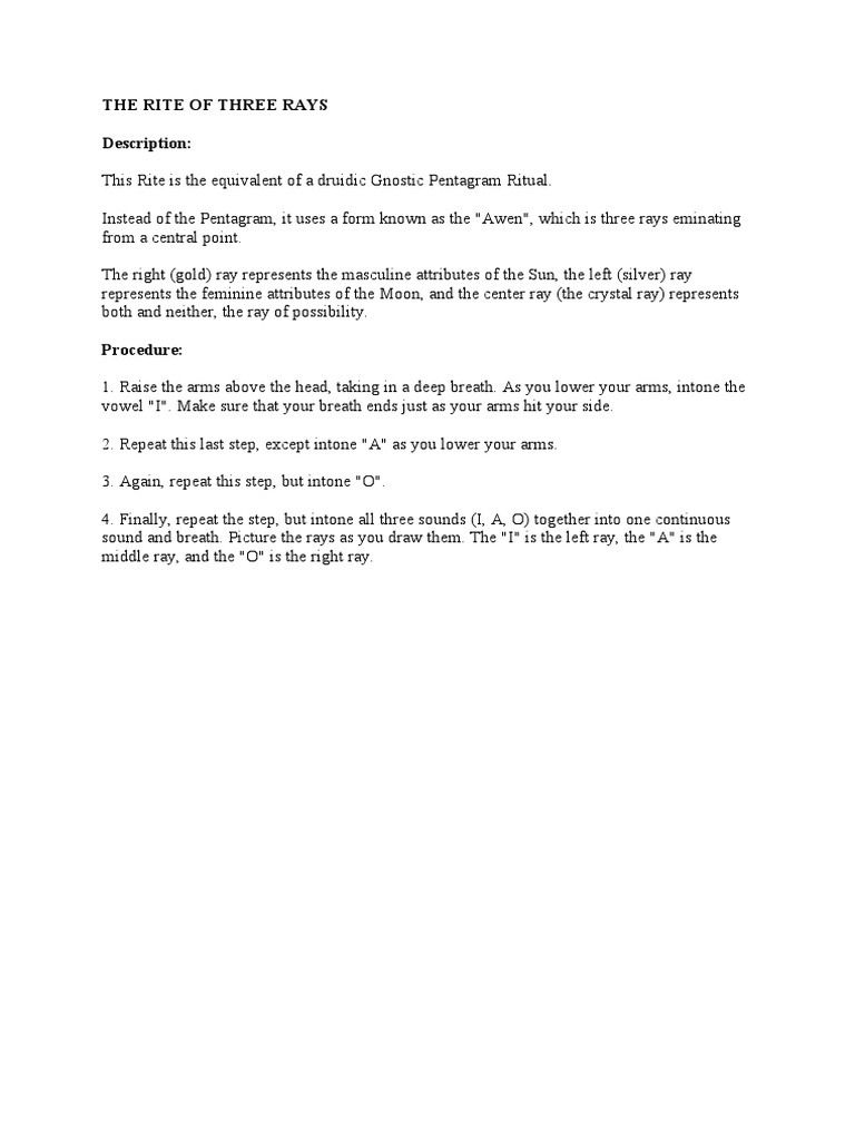 The Rite of Three Rays Description | PDF