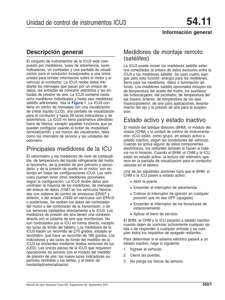 Modelos FTL M2 Informacion General Unidad de Control Instrumentos ICU ...