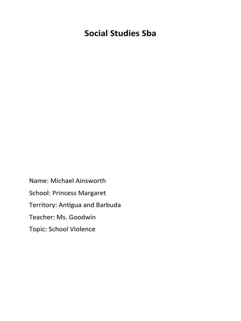Social Studies Sba word doc | PDF | Violence | Aggression