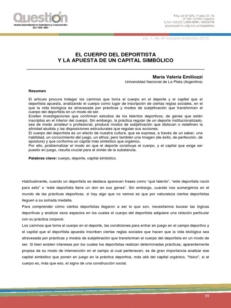 El Cuerpo Del Deportista Emiliozzi Valeria | PDF