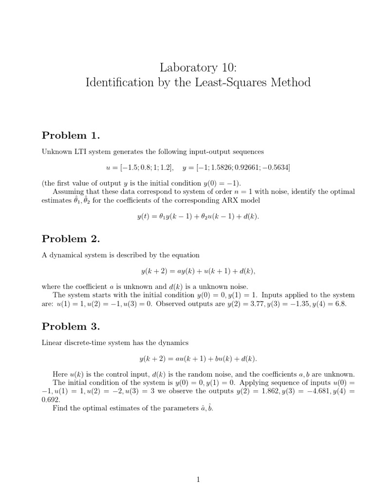 Identification by Least Squares | PDF | Input–Output Model | Statistics