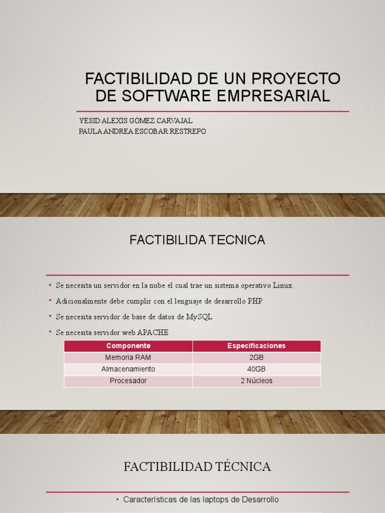 Factibilidad de Un Proyecto de Software Empresarial | PDF | Servidor (Computación) | Mi sql