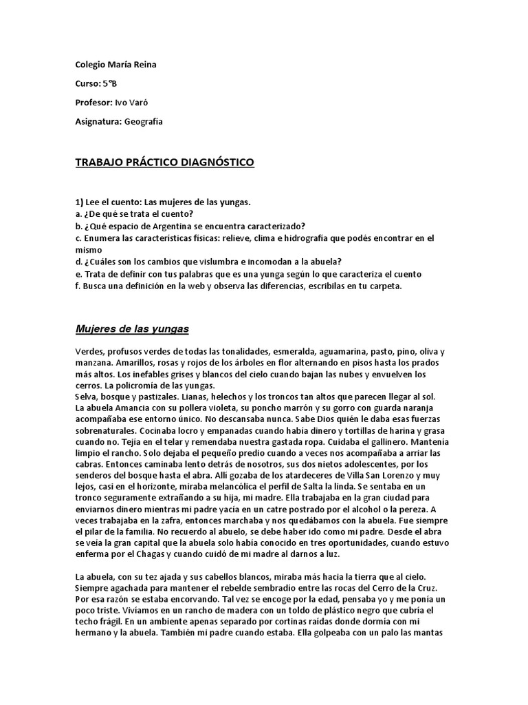 Diagnóstico Inicial 1 Pdf Población Naturaleza