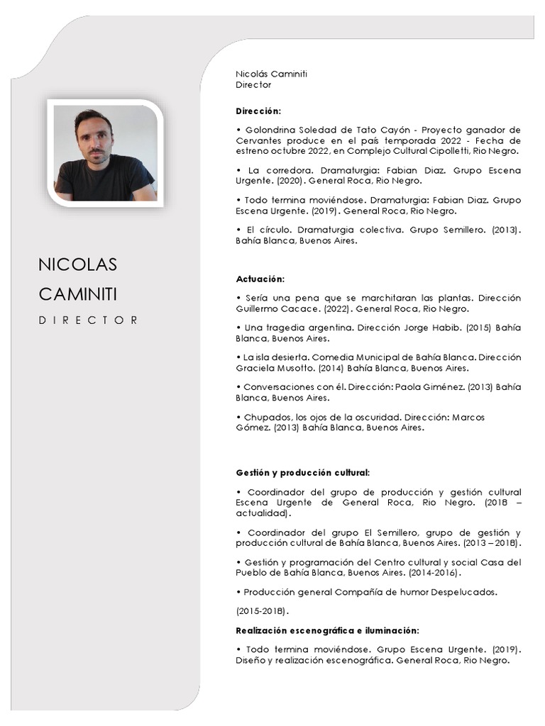CV Nicolas | PDF | Entretenimiento