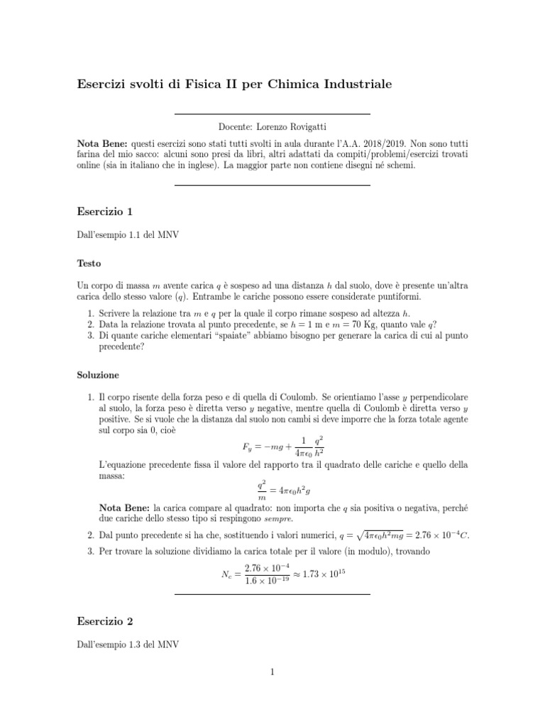 Esercizi Fisica | PDF