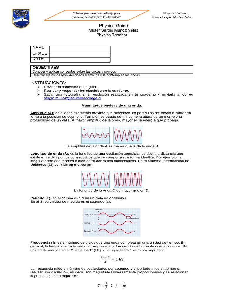 Guia Fisica Primero Medio Unidad 1 | PDF | Longitud de onda | Frecuencia