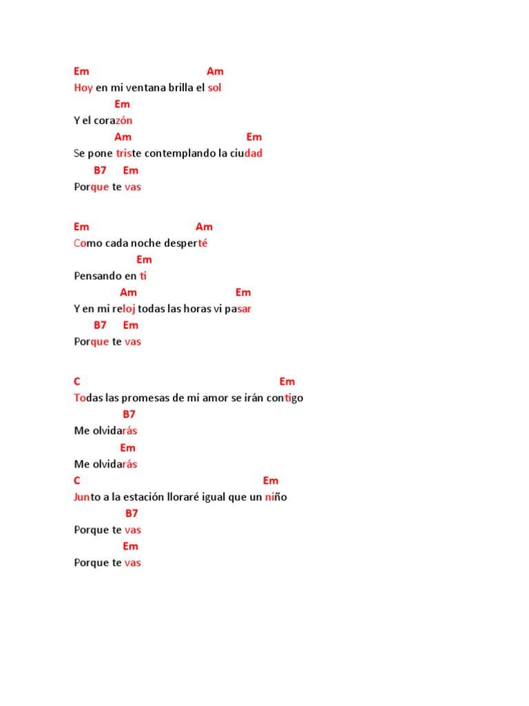 UKE TAB Por Que Te Vas - Jeanette | PDF