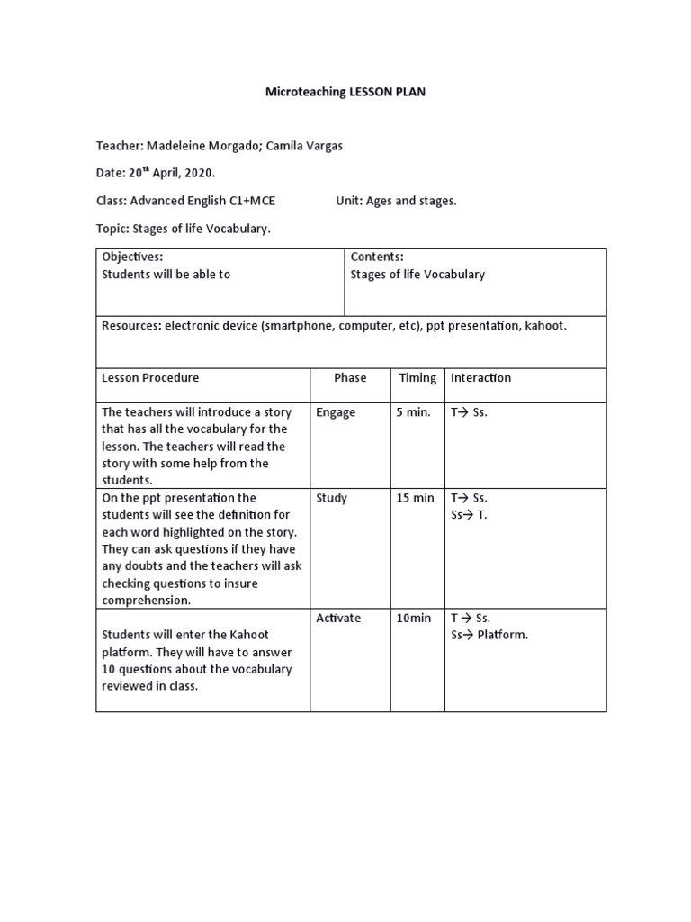 Microteaching Lesson Plan | PDF Microteaching Lesson Plan | PDF