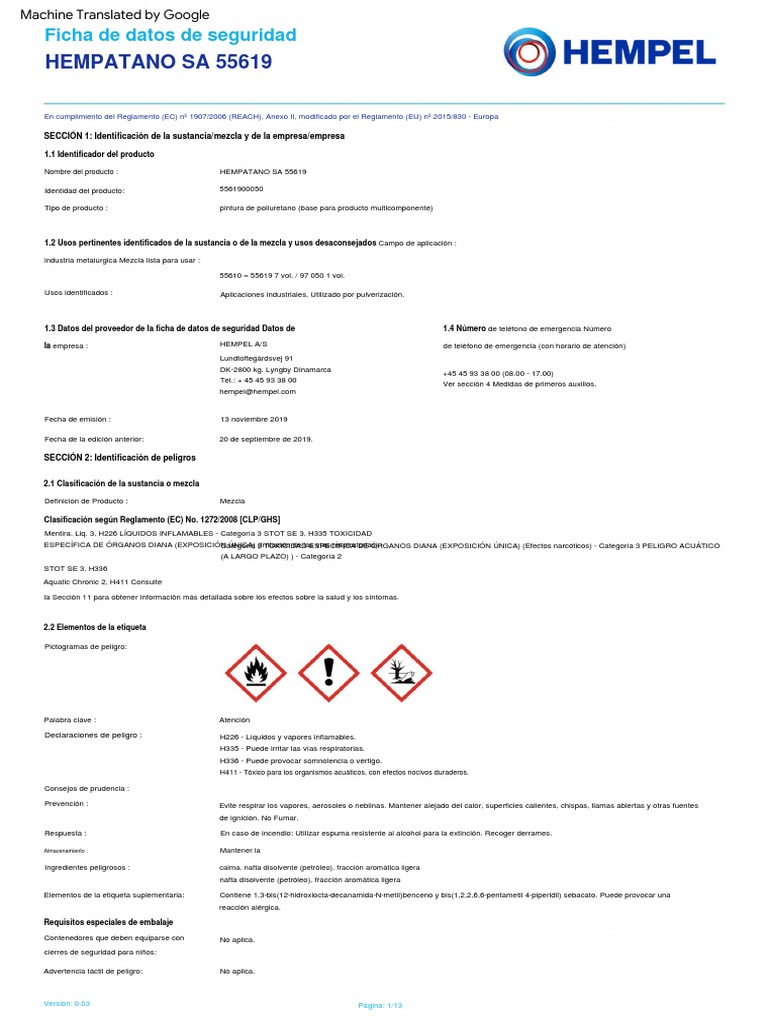 Hempathane 55619 | PDF | Agua | Solvente