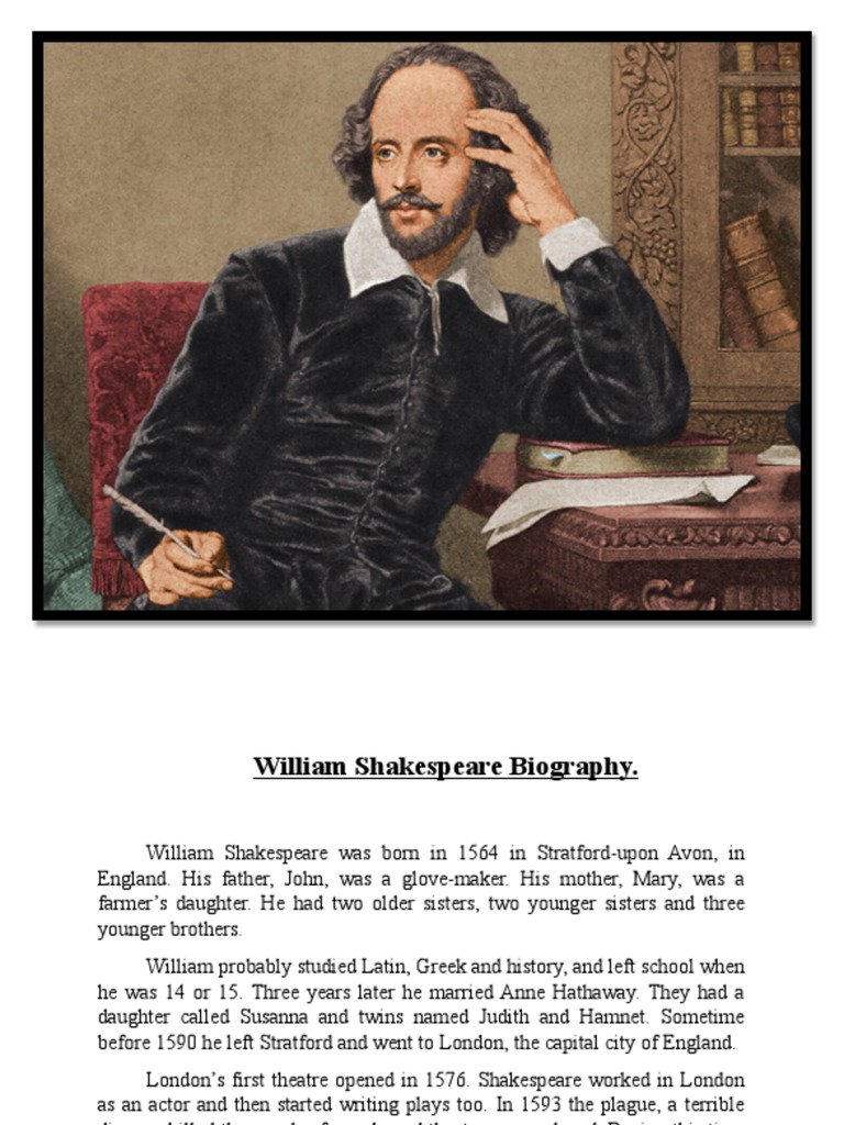 William Shakespeare Biography | PDF | William Shakespeare | Shakespeare ...