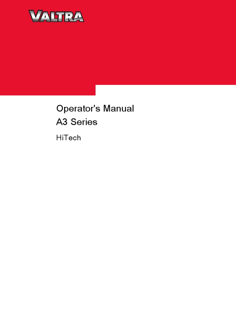 Valtra A3 HiTech Operator Manual | PDF