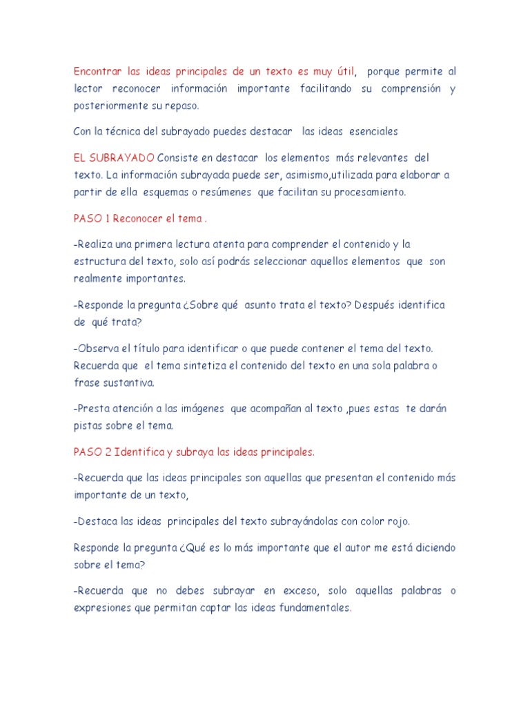 PRACTICA El Subrayado | PDF