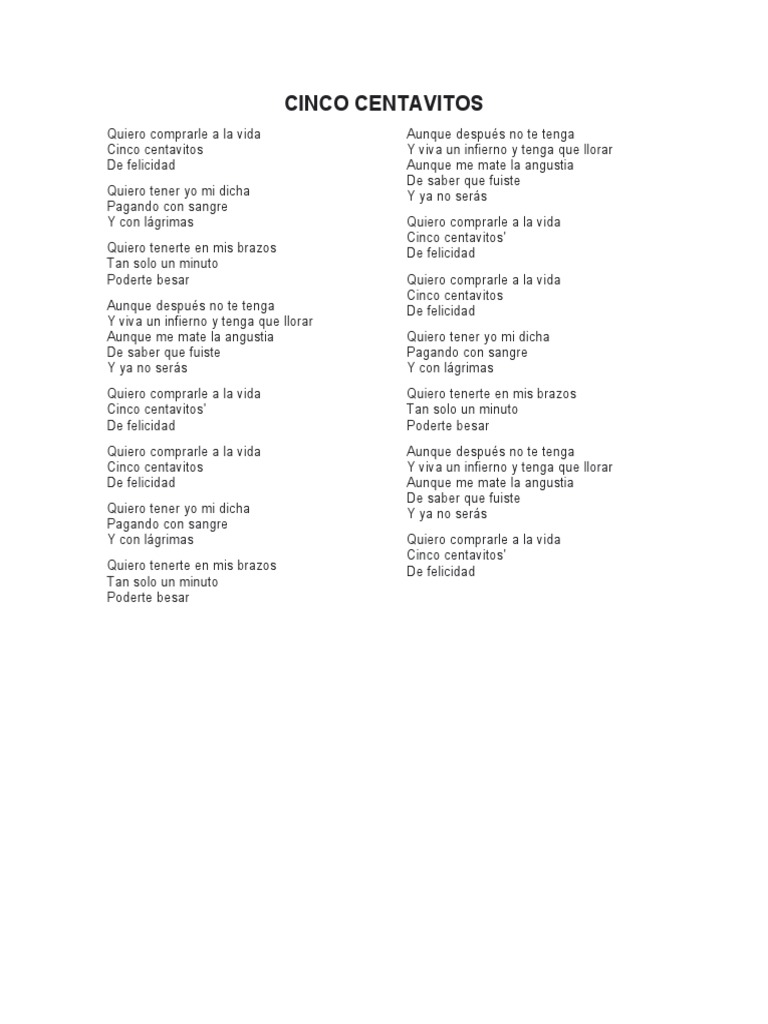 Cinco Centavitos y Tabaco y Ron | PDF