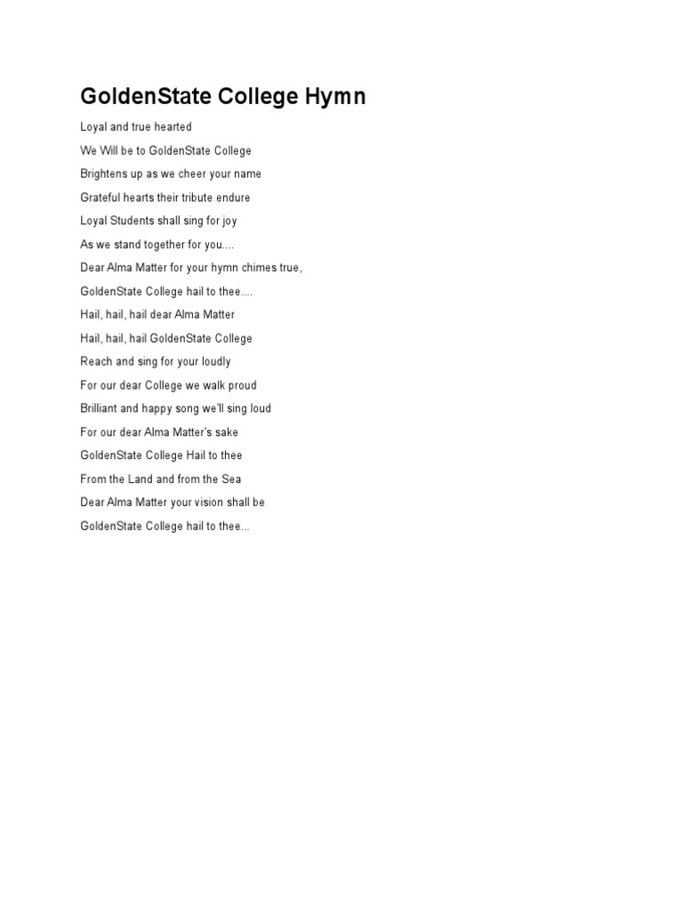 GoldenState College Hymn: A Celebration of School Spirit and Pride ...