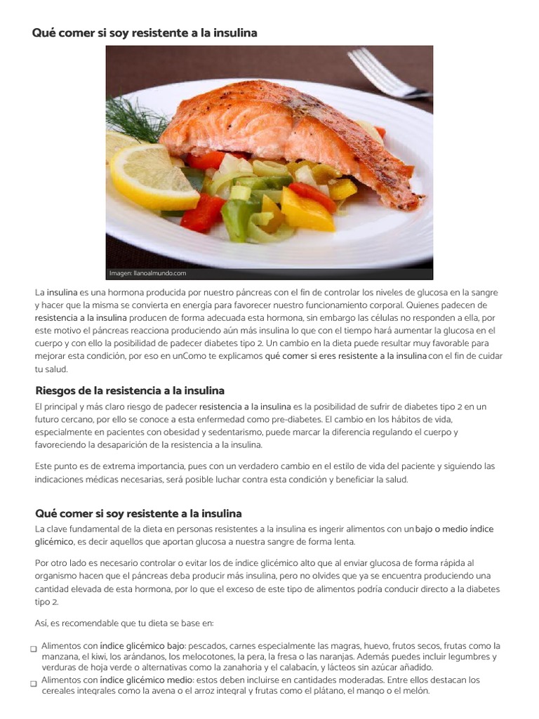Qué Comer Si Soy Resistente A La Insulina - WWW - Mundodeportivo.com ...