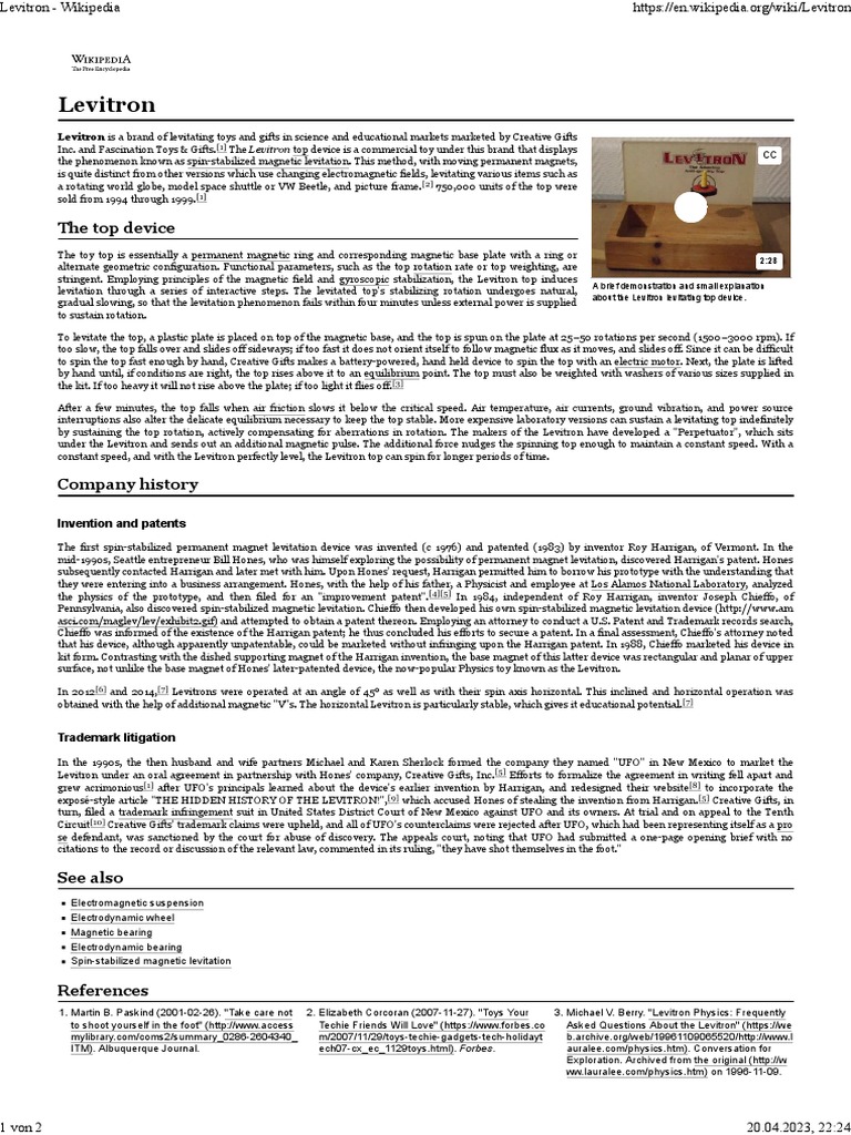Levitron Wikipedia-E | PDF