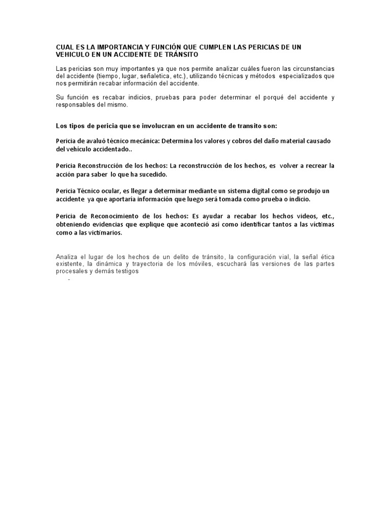 Cual Es La Importancia y Función Que Cumplen Las Pericias de Un ...