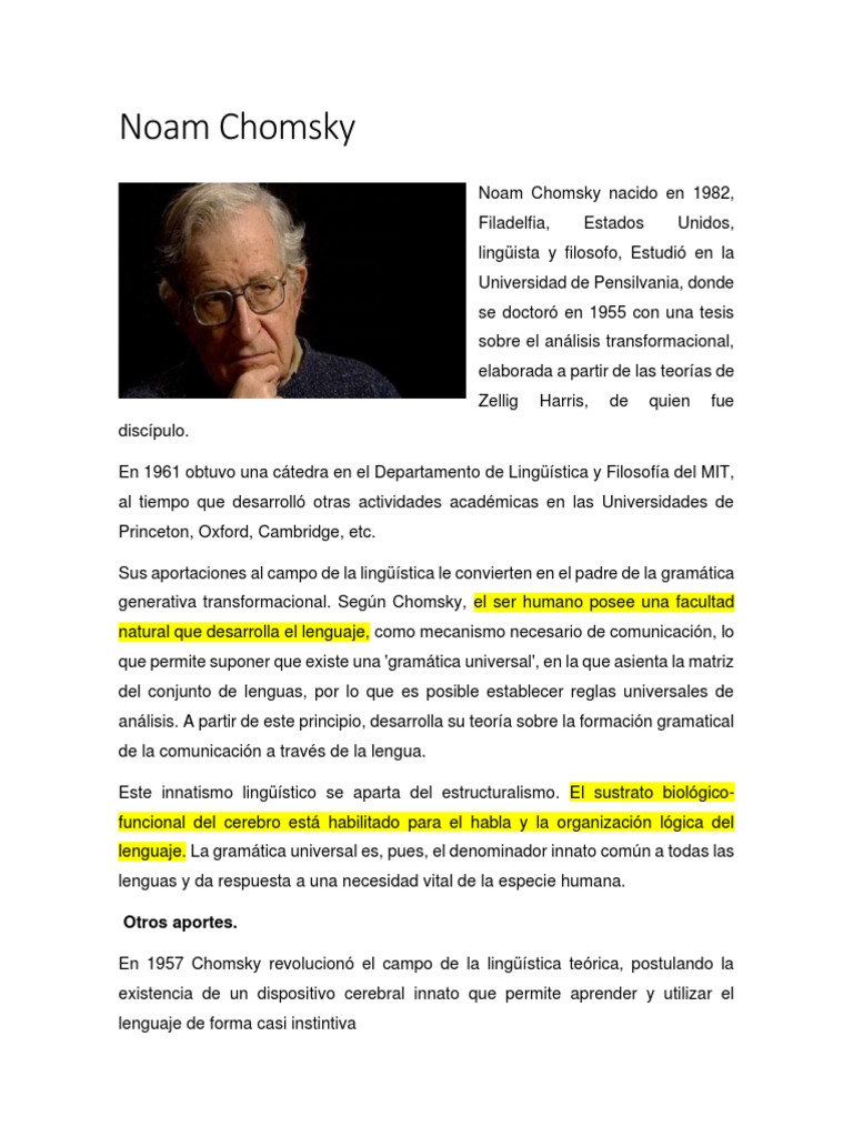 Noam Chomsky | PDF | Noam Chomsky | Lingüística