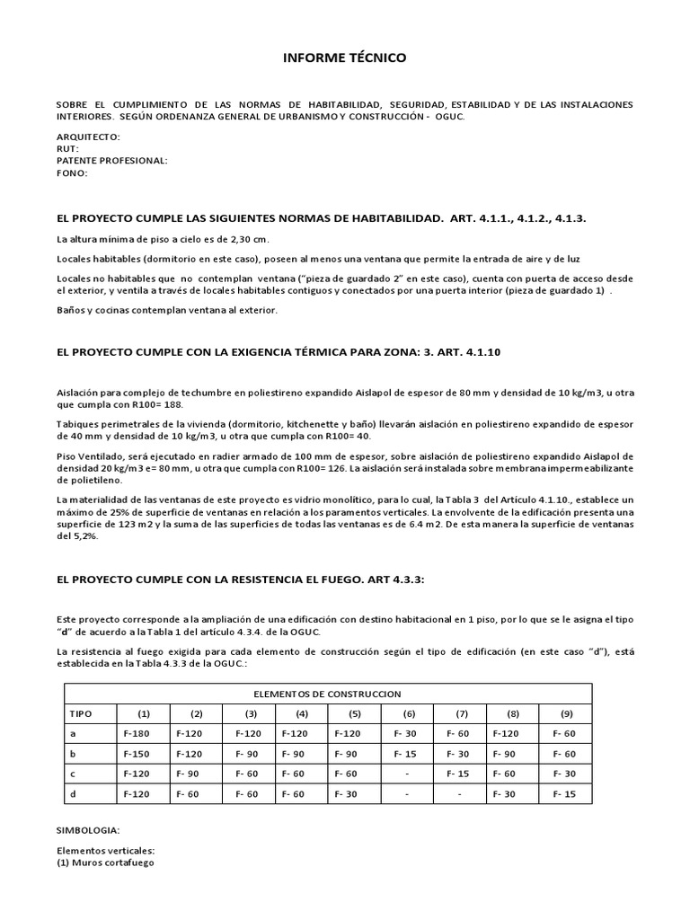 Informe Tecnico de Habitabilidad, Seguridad y Estabilidad. | PDF
