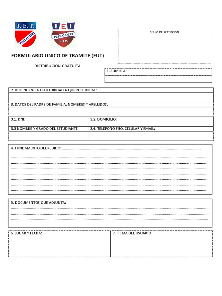 Formulario Unico de Tramite (Fut) : Distribucion Gratuita | PDF