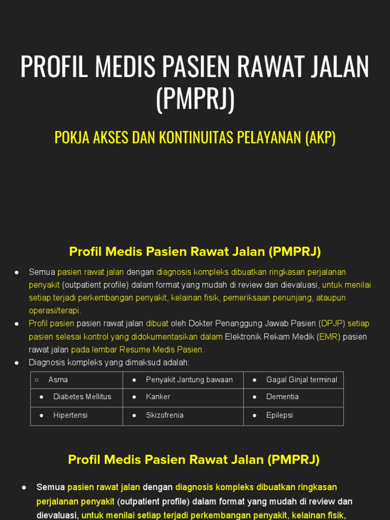 Profil Medis Pasien Rawat Jalan (PMPRJ) | PDF