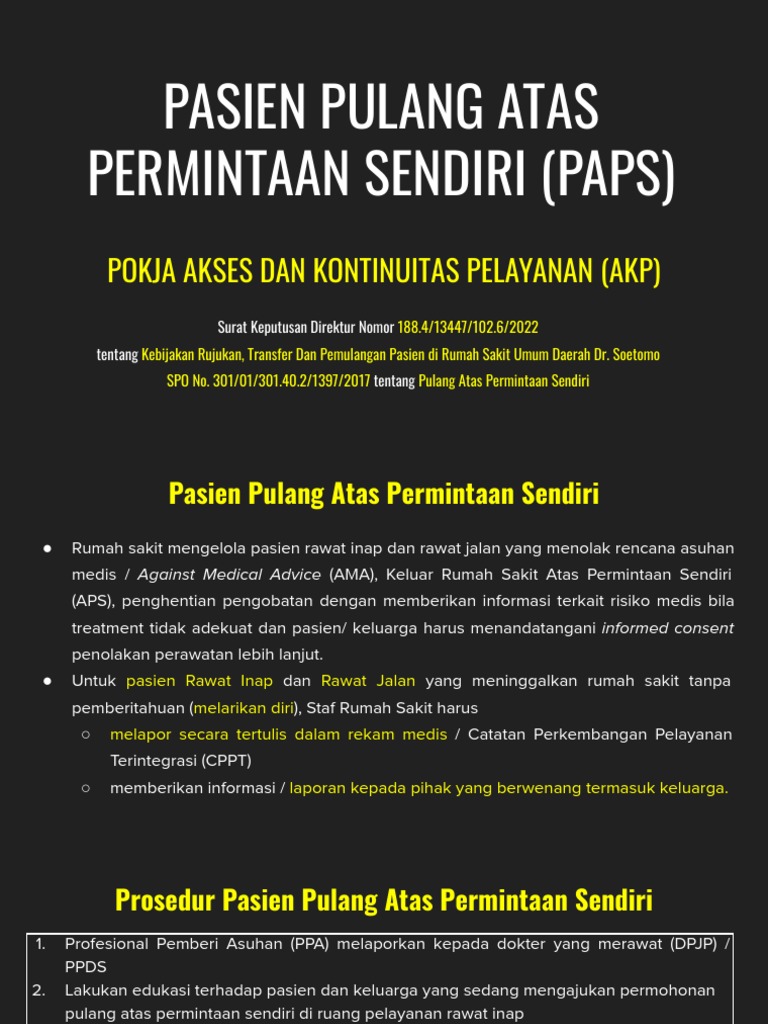 Pasien Pulang Atas Permintaan Sendiri (Paps) | PDF