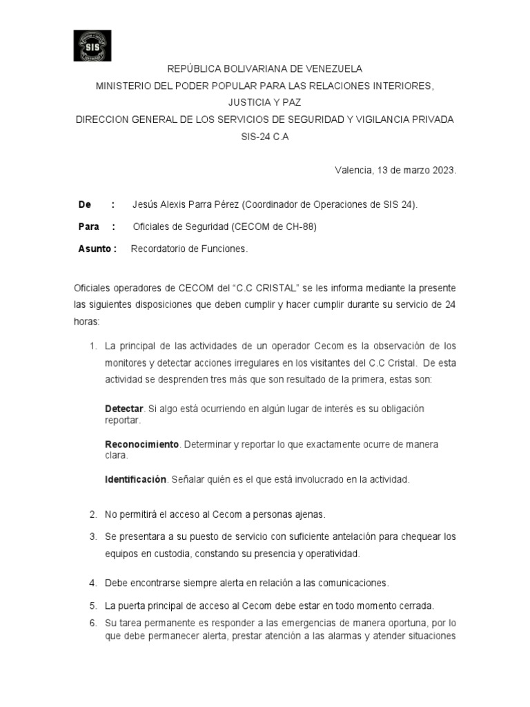 Funciones Del Cecom | PDF
