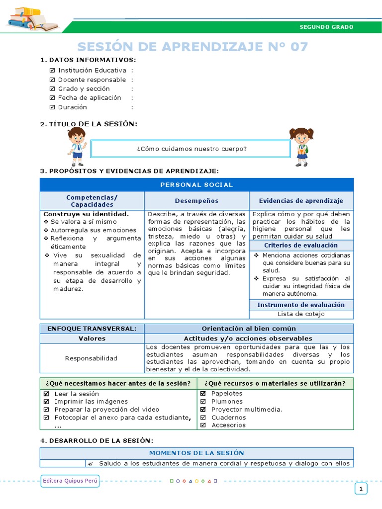Sesiones de Aprendizaje - EDA II Semana 2 - Editora Quipus Perú | PDF