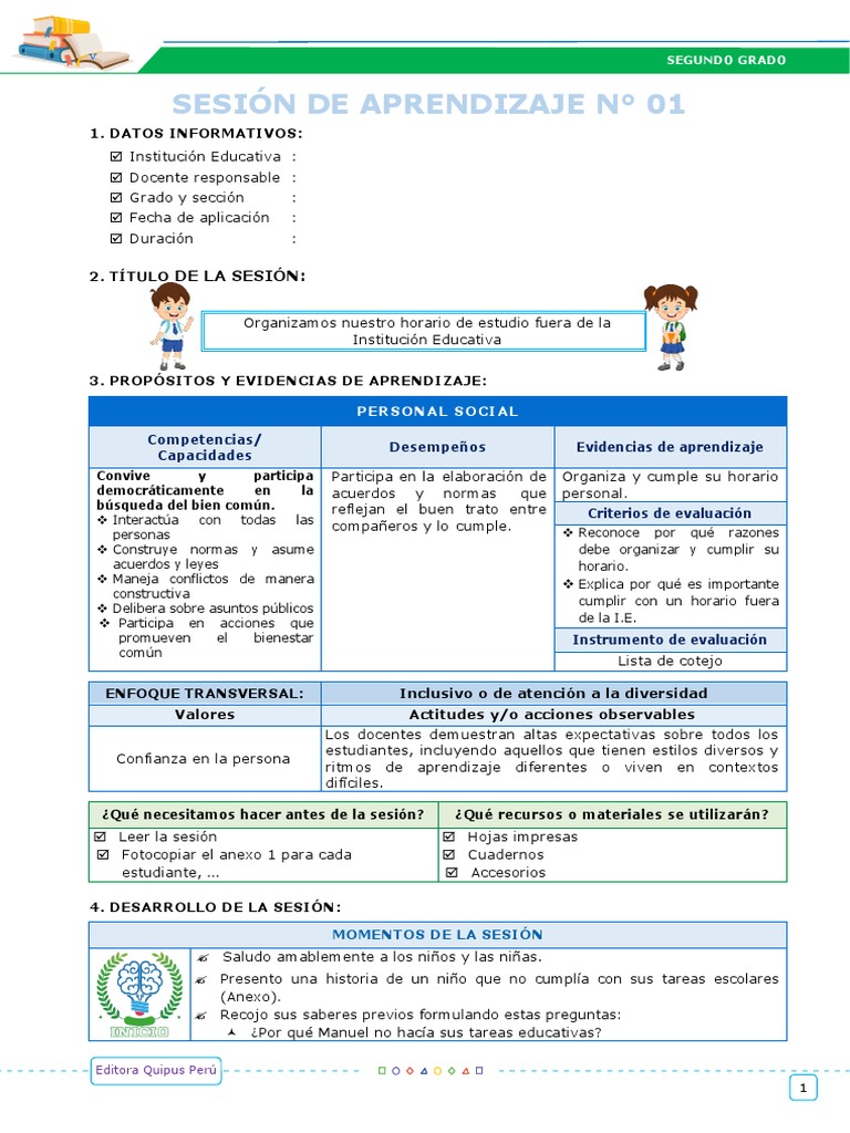 Sesiones de Aprendizaje - EDA II Semana 1 - Editora Quipus Perú | PDF | Evaluación | Aprendizaje