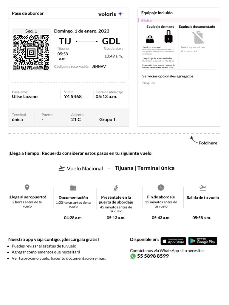 2023-01-01 - Pases de Abordar Volaris | PDF | Aviación | Transporte