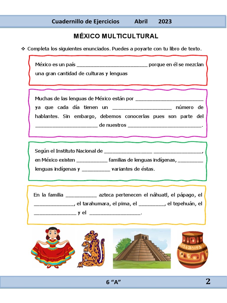 Cuadernillo de Ejercicios Abril 2023 México Multicultural | PDF