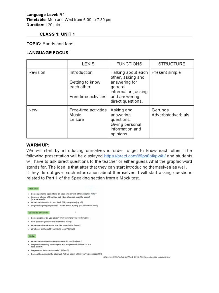 Lesson Plan B2 | PDF