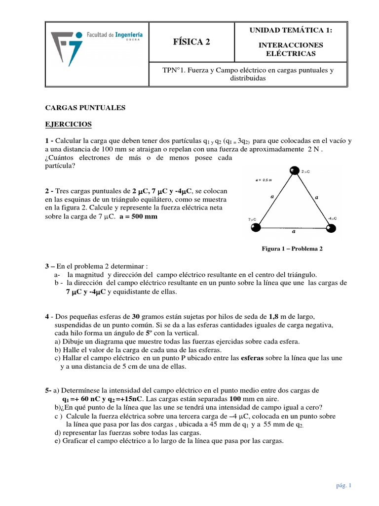 TP1 Fuerza y Campo Eléctrico Cargas Puntuales | PDF