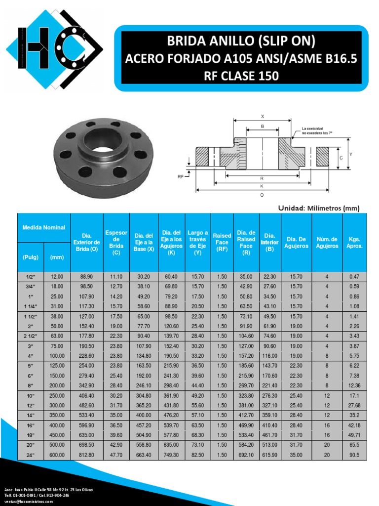 BRIDA ANILLO A105 X 150LBS | PDF | Plomería | Ingeniería mecánica