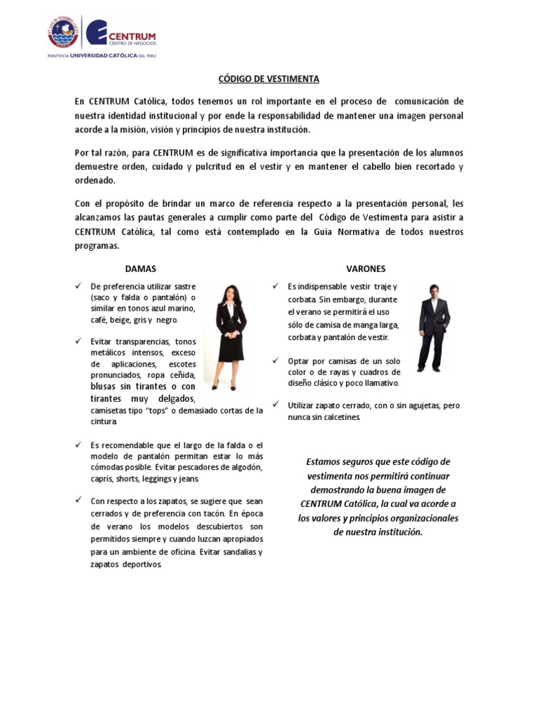 Código de Vestimenta | PDF | Ropa | Softlines (venta minorista) Código de Vestimenta | PDF | Ropa | Softlines (venta minorista)