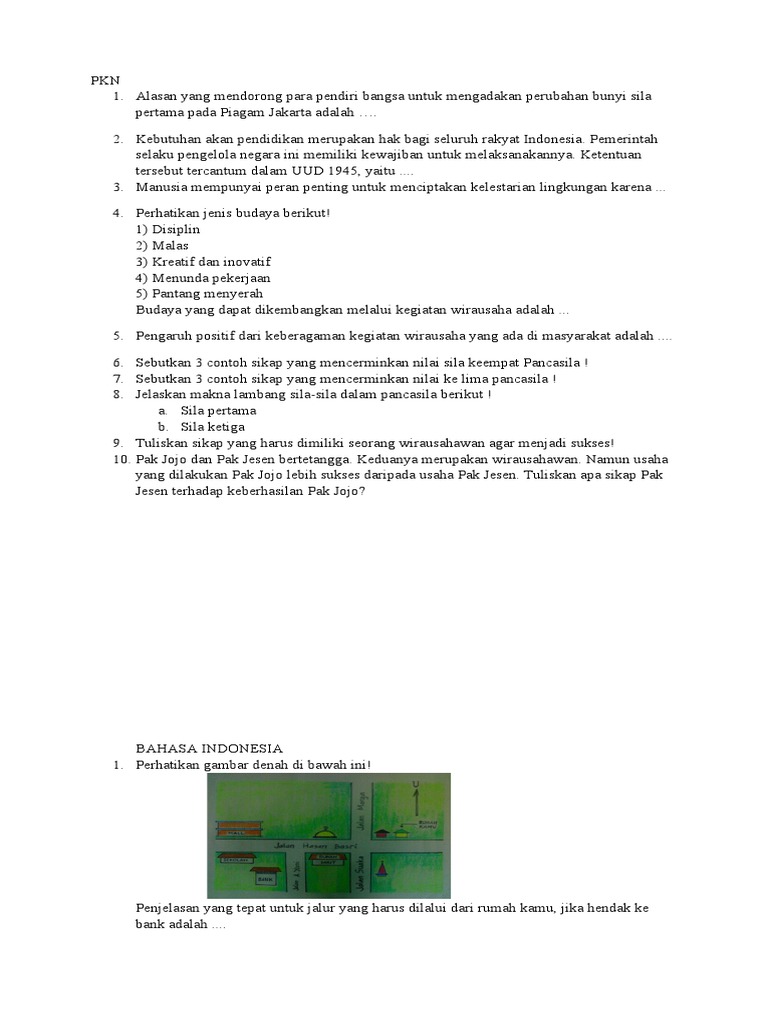 Soal Latihan Di Rumah Kelas Vib | PDF | Kajian Bahasa Asing