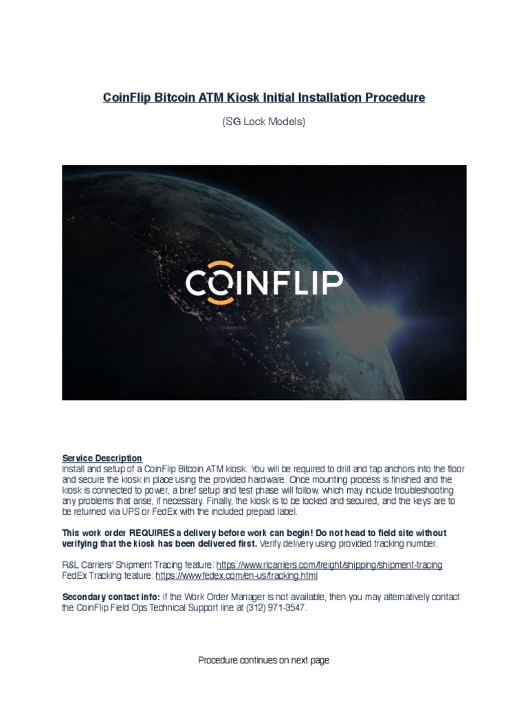 CoinFlip Bitcoin ATM Kiosk Initial Installation Procedure SG | PDF ...