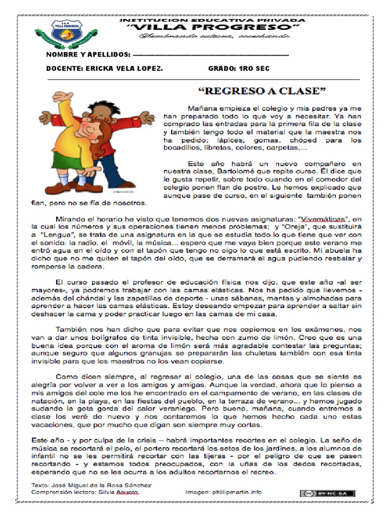 Lecturas de Comprensión para 1ro Secundaria | PDF