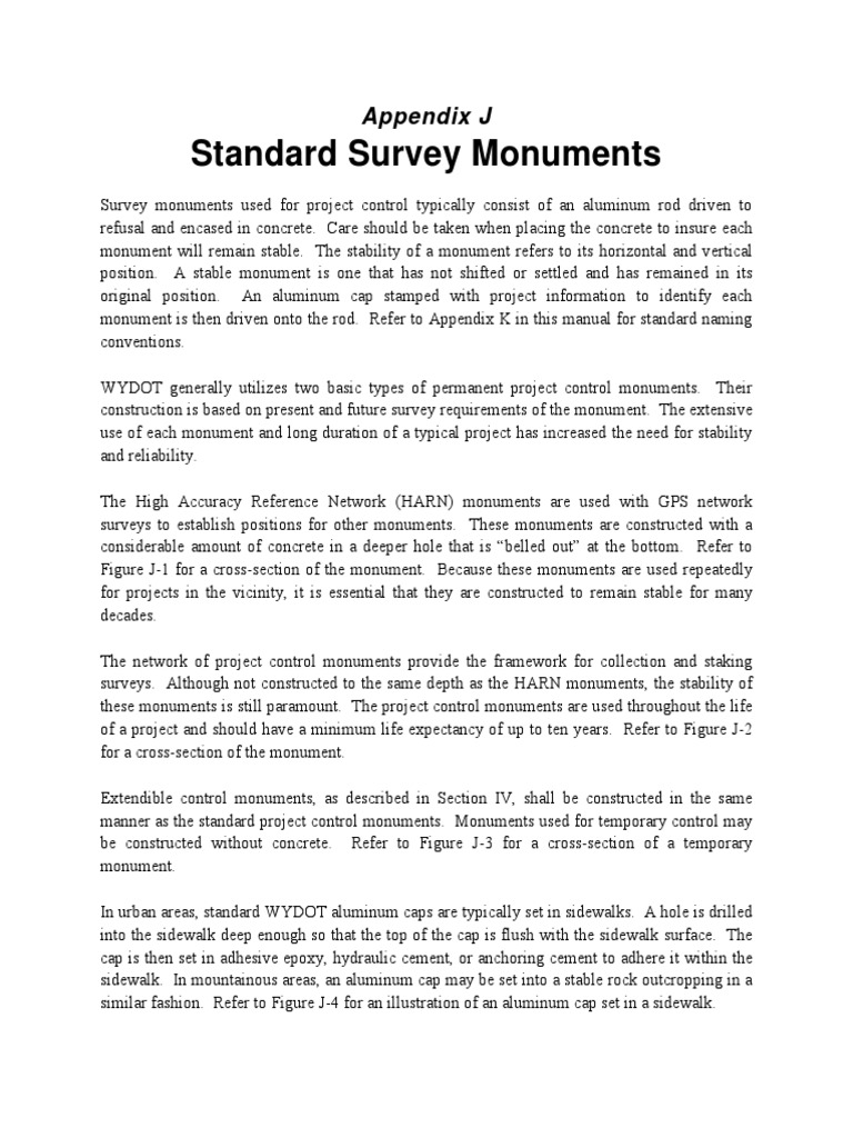 Appendix J - Standard Survey Monuments | PDF | Civil Engineering