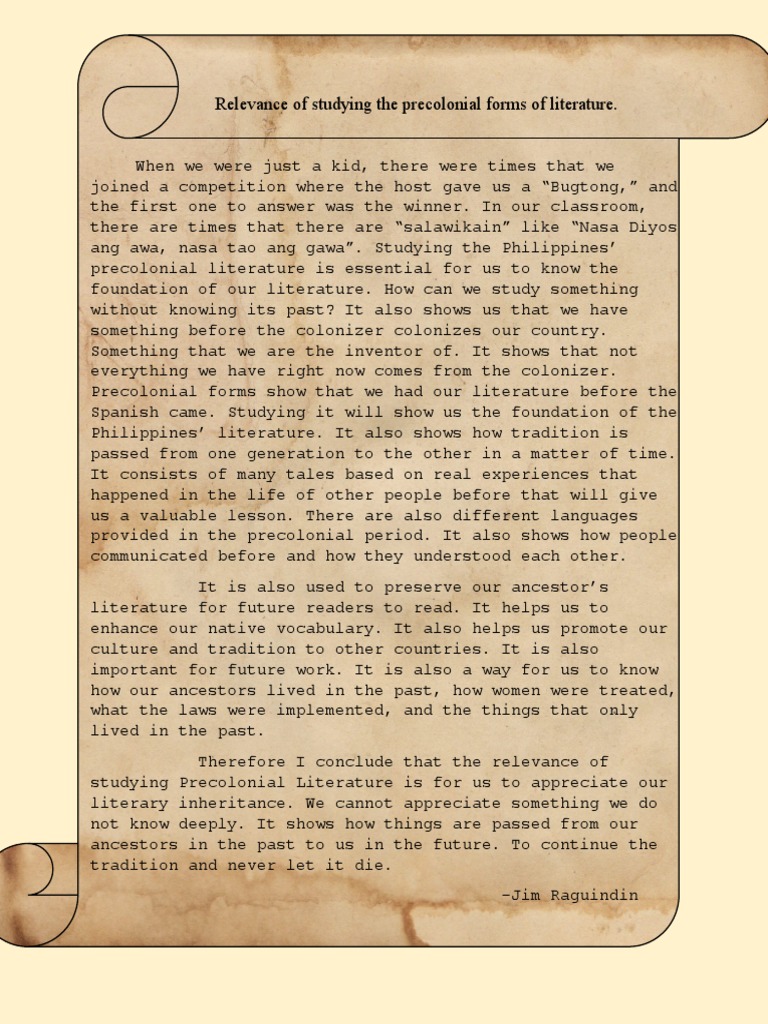 Relevance of Studying The Precolonial Forms of Literature | PDF