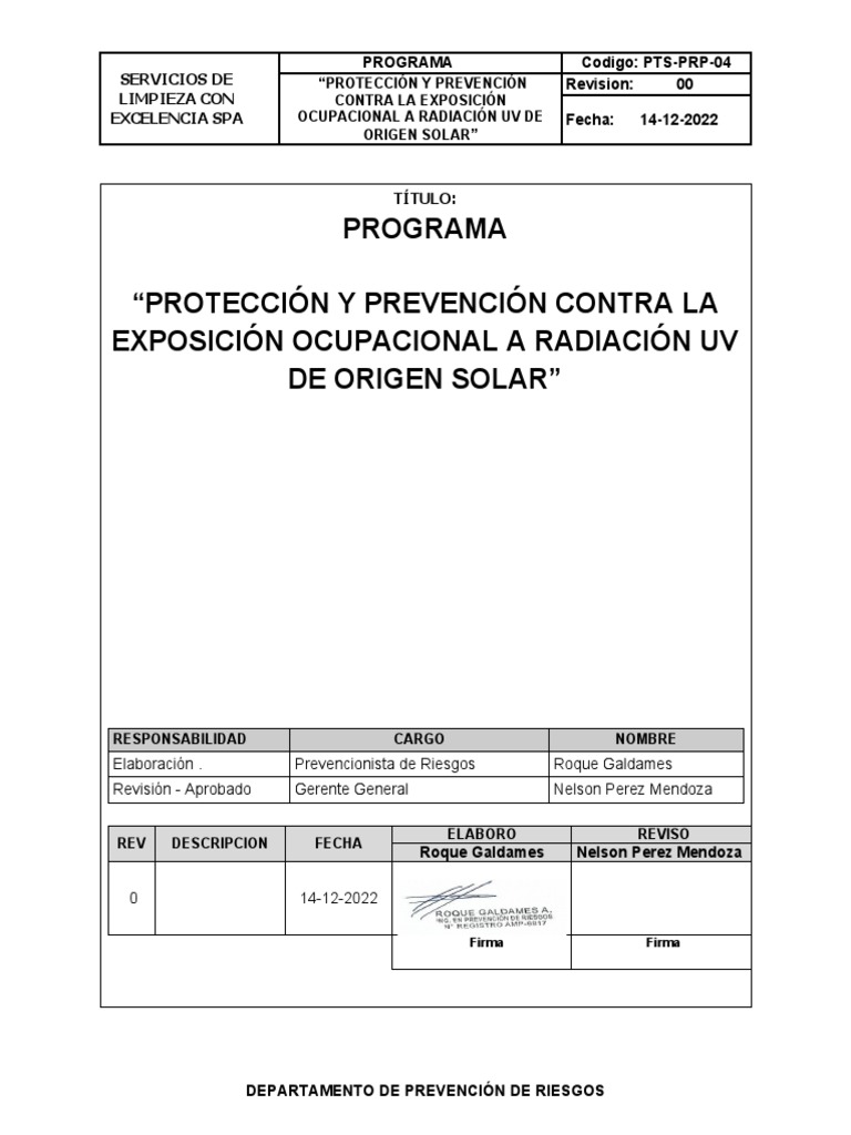 Programa Radiacion Ultravioleta Ingesan | PDF | Ultravioleta | Protector solar