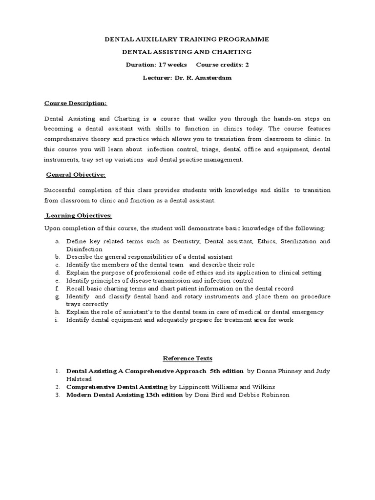 Dental Assistant Training Course | PDF | Dentistry | Health Care
