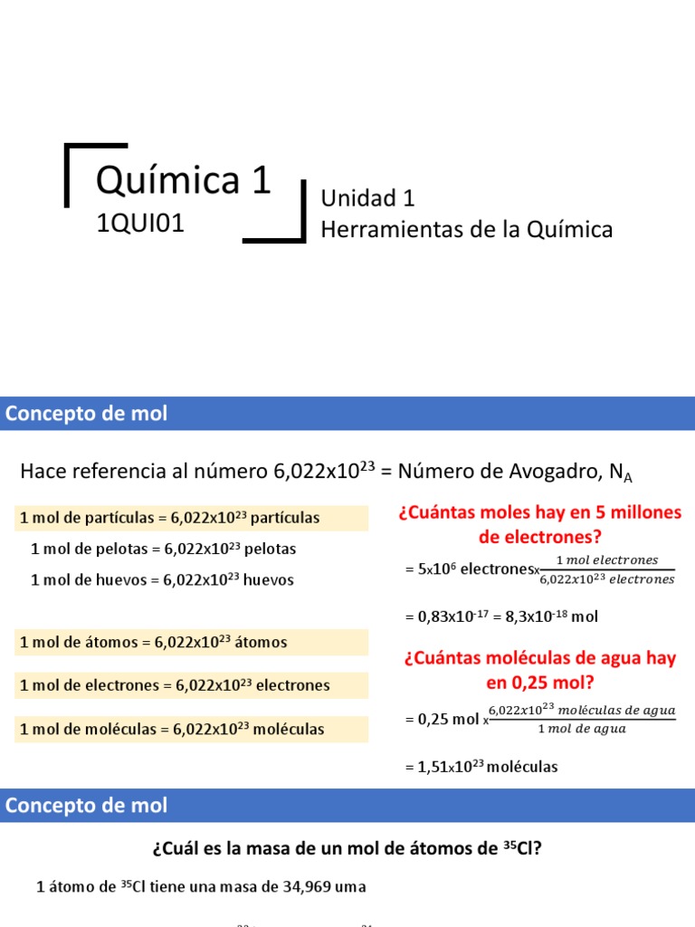 Unidad 1 Herramientas de La Química | PDF | Mole (Unidad) | Reacciones químicas
