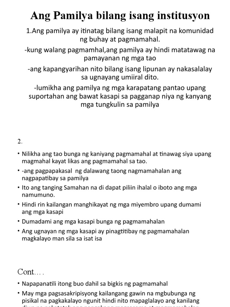 Ang Pamilya Bilang Isang Institusyon | PDF