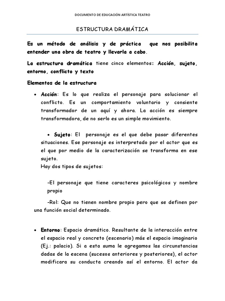 ESTRUCTURA DRAMÁTICA - Educación Artistica TEATRO | PDF | Teatro ...