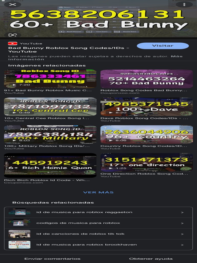 Bad Bunny Roblox Song Codes/Ids - Youtube: Imágenes Relacionadas | PDF