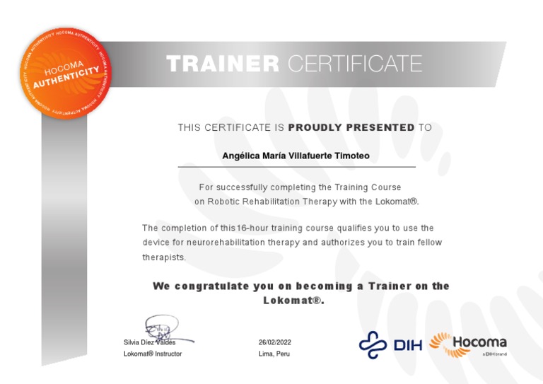 Trainer Certificate: This Certificate Is Proudly Presented To | PDF