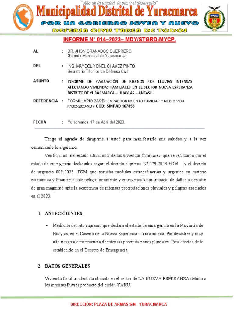 Informe N°014 - 2023 Mdy | PDF